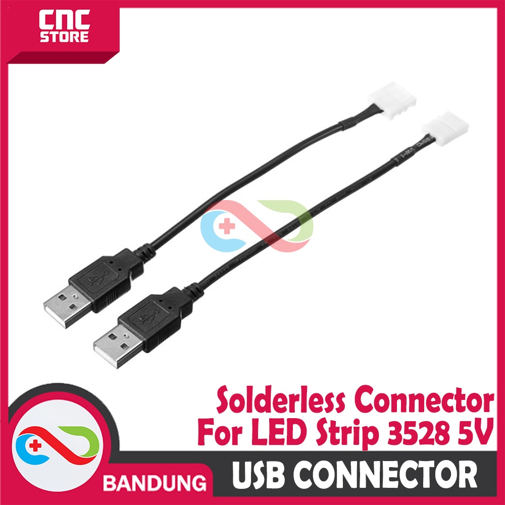 Jual USB CONNECTOR LED STRIP SMD 3528 DC 5V 2PIN 8MM SOLDERLESS ...
