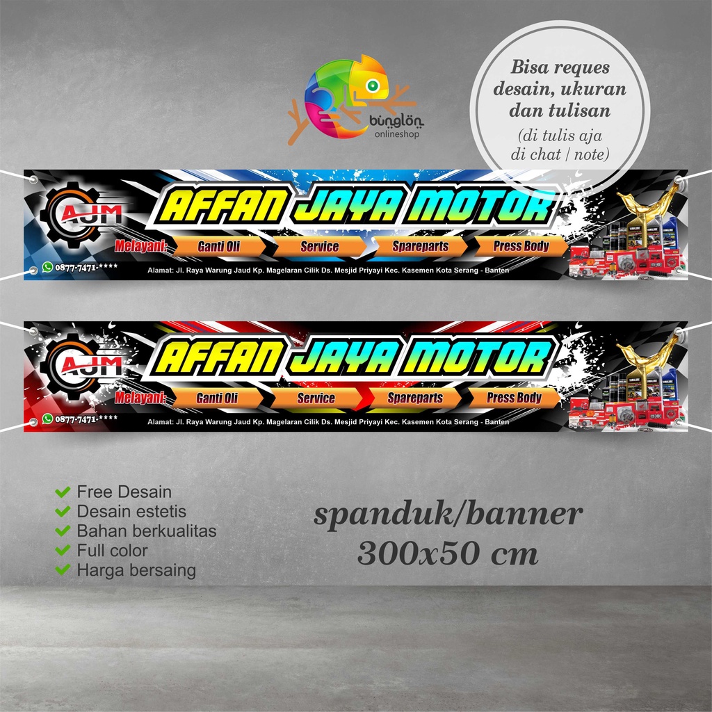 Jual Size 300x50 Cm, Spanduk Banner Bengkel Racing Keren Murah ...