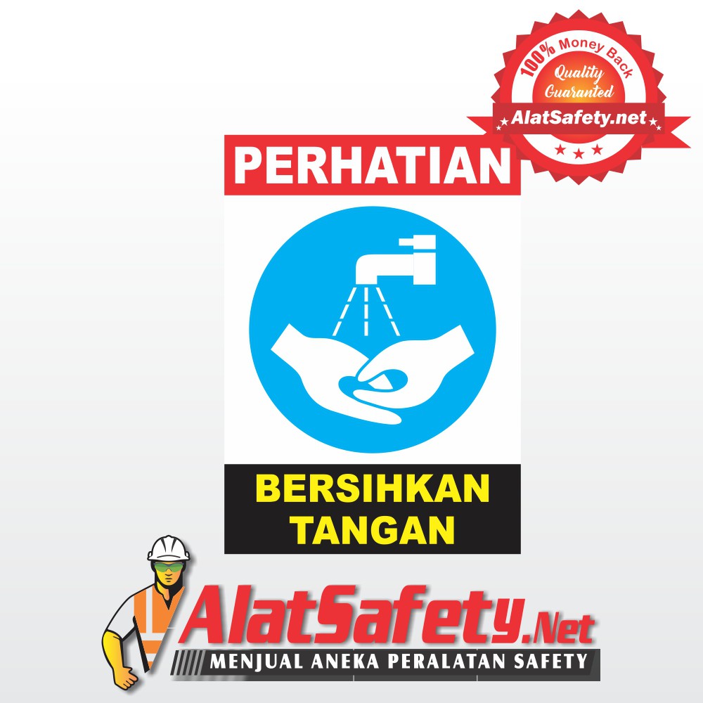 Jual Sticker Safety Bersihkan Tangan / Cuci Tangan Ukuran A4 | Shopee ...