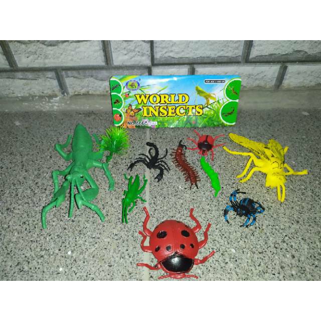 Jual mainan set serangga karet isi 9 pcs hewan - kebun binatang unik ...