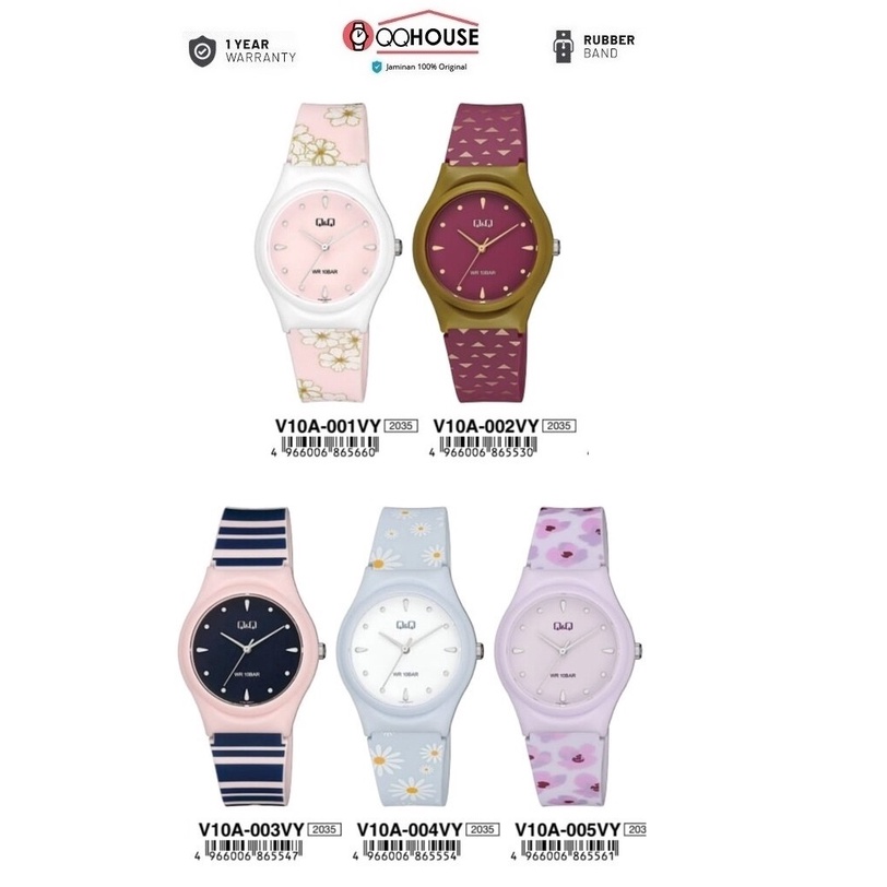 Jual Q&Q QNQ QQ VQ86 VQ86J V06A V10A ANALOG WATCH RUBBER BAND JAM TANGAN WANITA TALI KARET ...