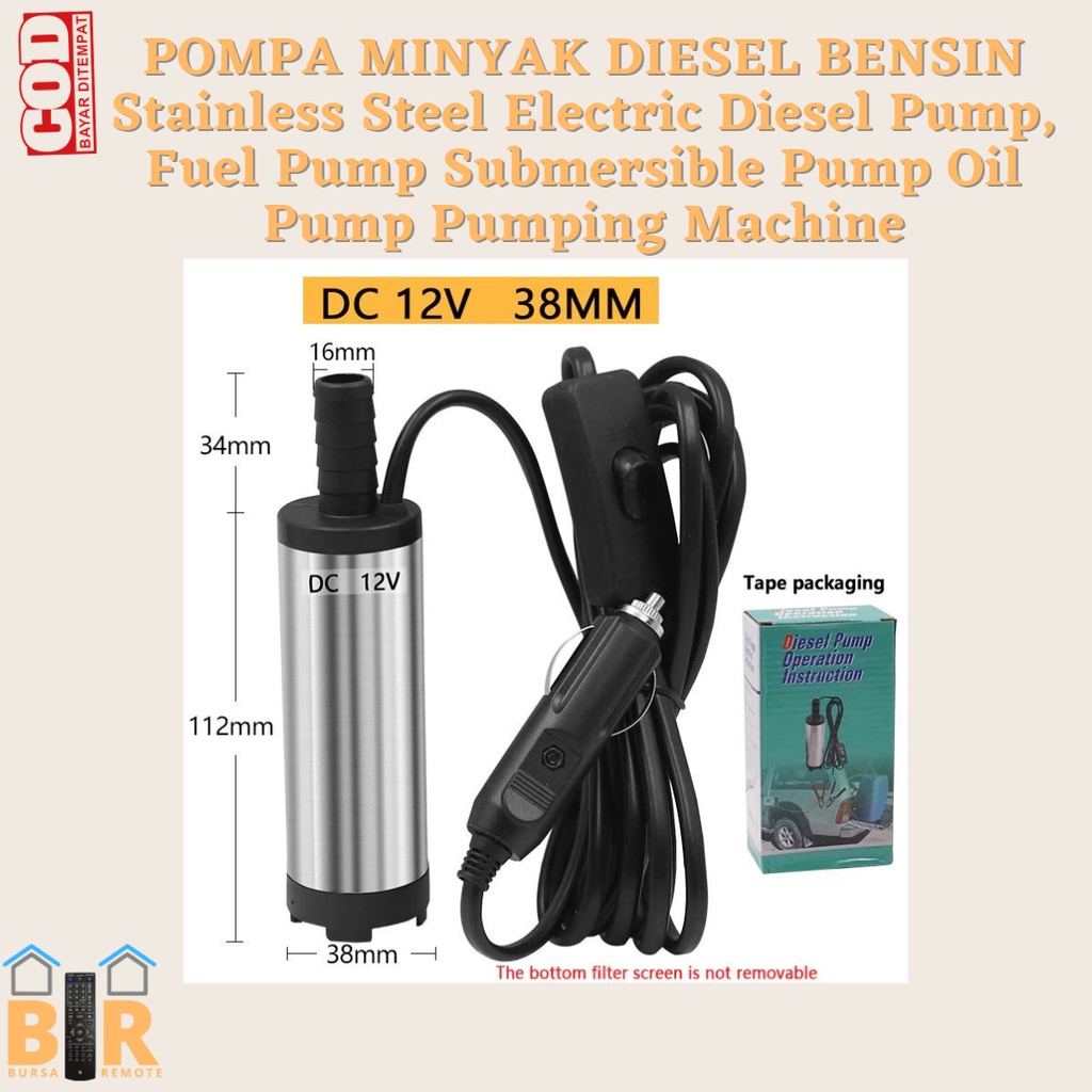 Jual POMPA MINYAK DIESEL BENSIN 12V DAN 24V Stainless Steel Electric ...