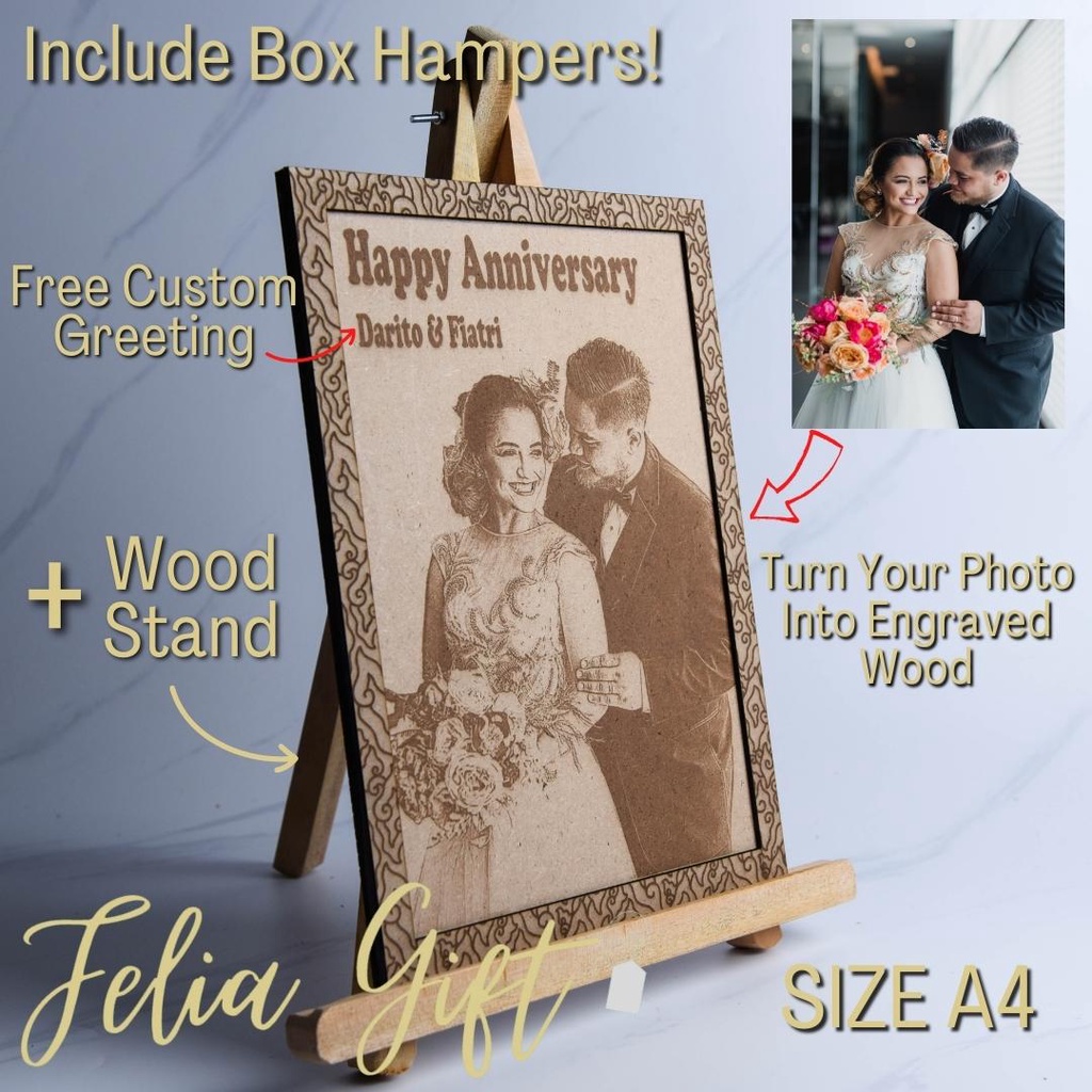 Jual Engraved Wood Frame A4 - Grafir Figura Kayu Foto Custom Size A4 ...