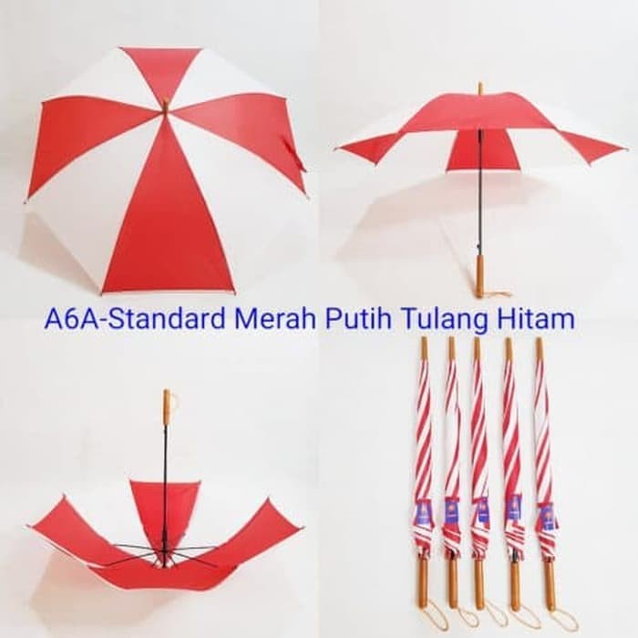Jual Payung Panjang Putih Kombinasi Warna Gagang Kayu Payung Merah ...