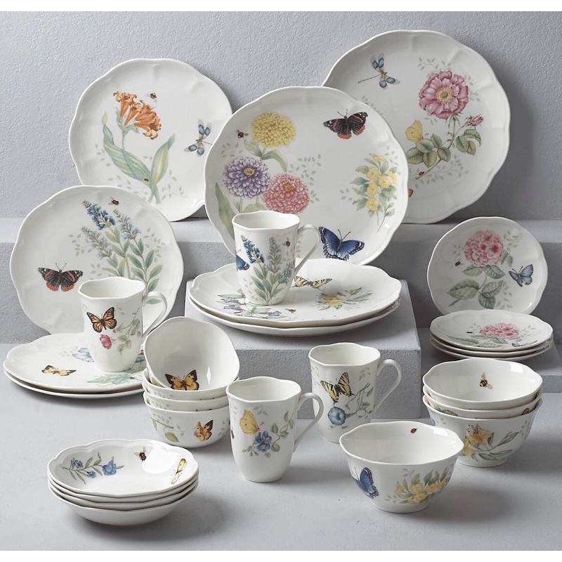 Jual Lenox Butterfly Meadow 28-Piece Dinnerware Set Dining Dinner ...