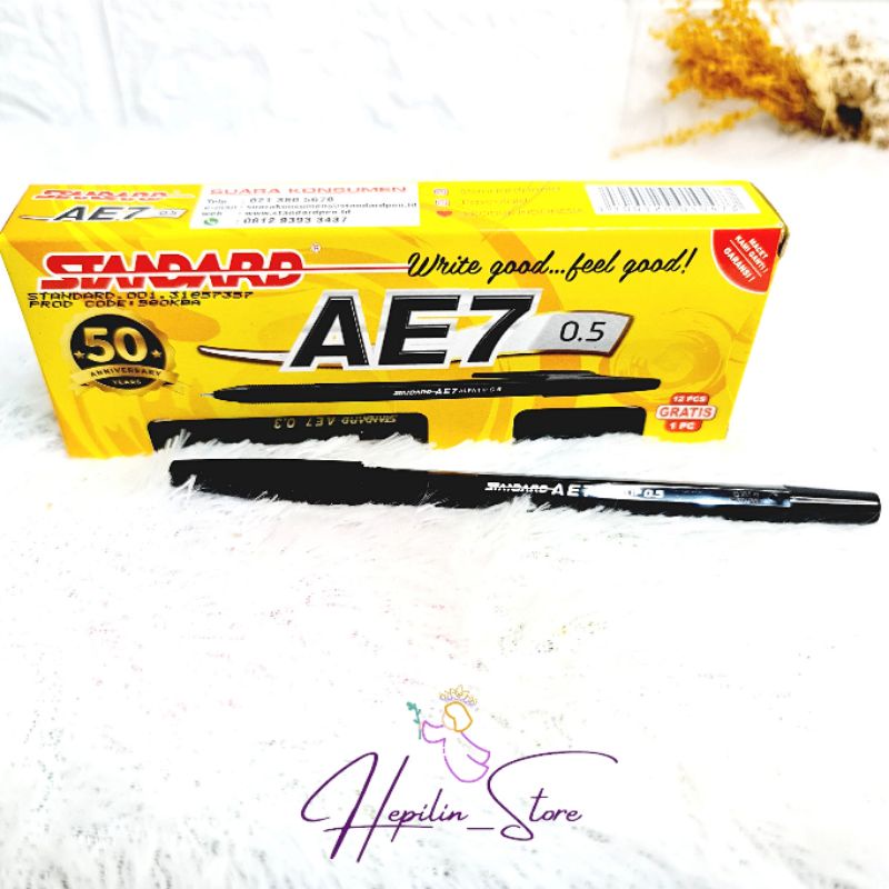 Jual Pulpen Standard AE7 Hitam ECER ORIGINAL 100% / Bolpoin Standard AE7 / Bolpen Standart ...