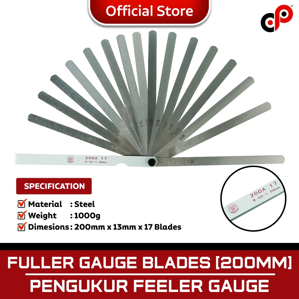 Jual Fuller Gauge Blades Feeler Gauge 17 Blades 100/200/300 mm | Shopee ...