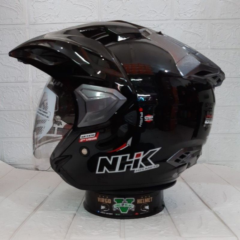 Jual NHK HELM PREDATOR SOLID BLACK / DOUBLE VISOR | Shopee Indonesia