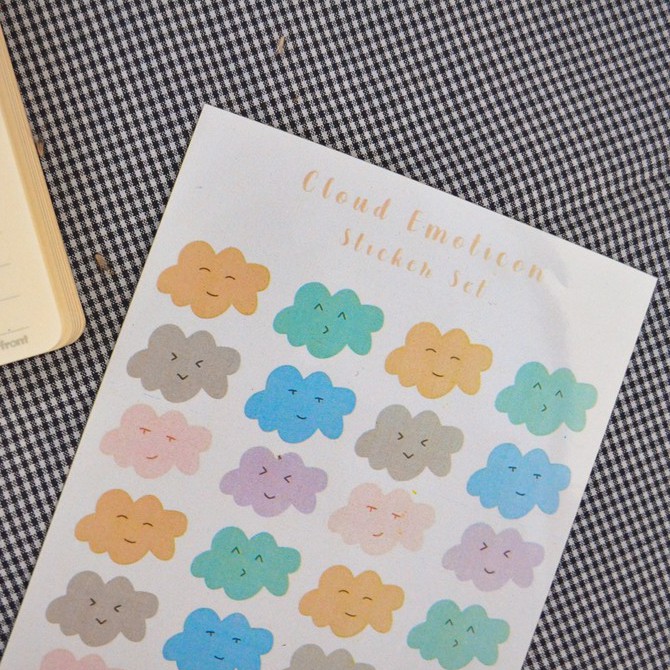 Jual Cloud Emoticon Sticker Set | Sticker Awan Emoji Lucu Aesthetic ...