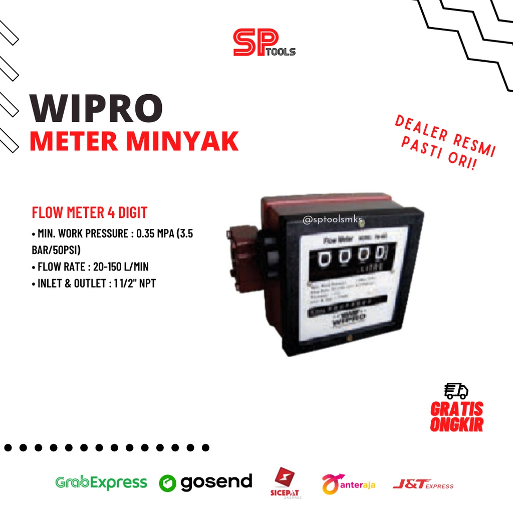 Jual FLOWMETER FLOW METER MINYAK 4 DIGIT 1,5" 1 1/2" WIPRO FM40G ...
