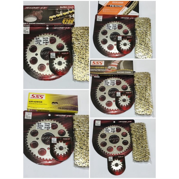Jual GEAR GIR SET 428 RIDE IT NEW PRODUK CBR 150 K45/K46 CBR FACELIFT 2017 CB150 R OLD/NEW TIGER ...