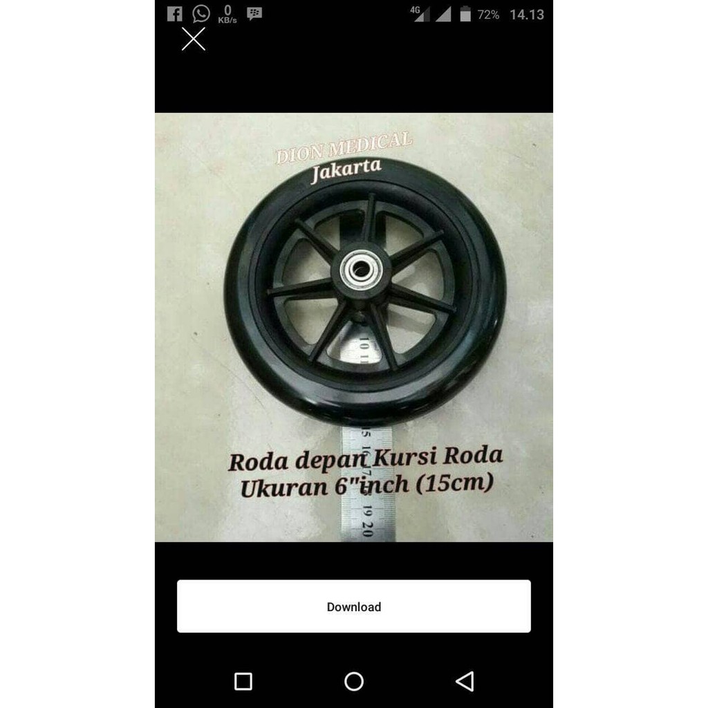 Jual JUAL SPERPART RODA DEPAN KURSI RODA BAN MATI UKURAN 6"INCH (15CM ...