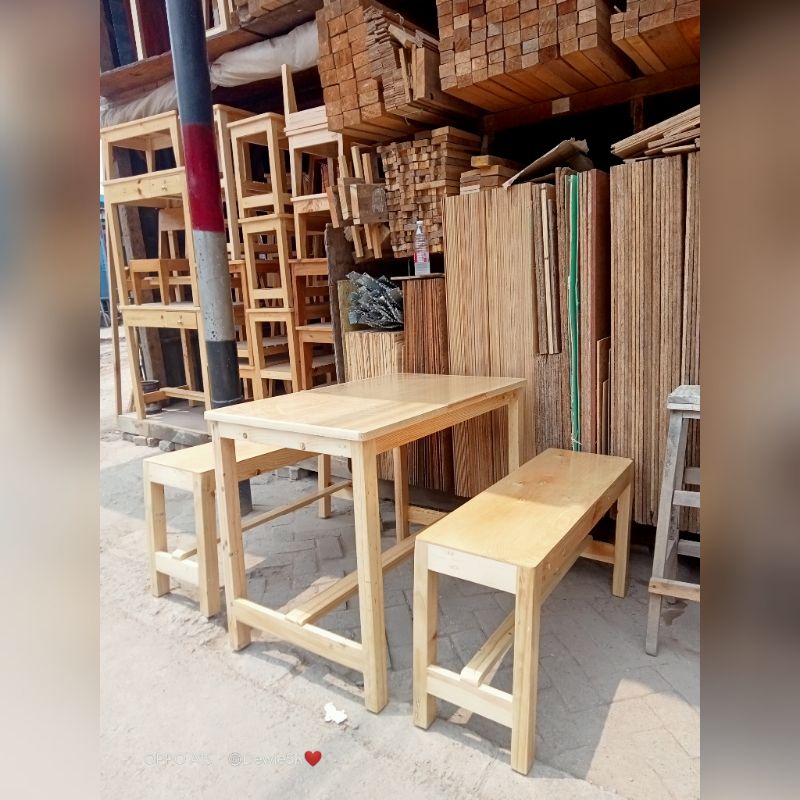 Jual Meja makan Bangku Ukuran 100x60x75cm Jati Belanda | Shopee Indonesia