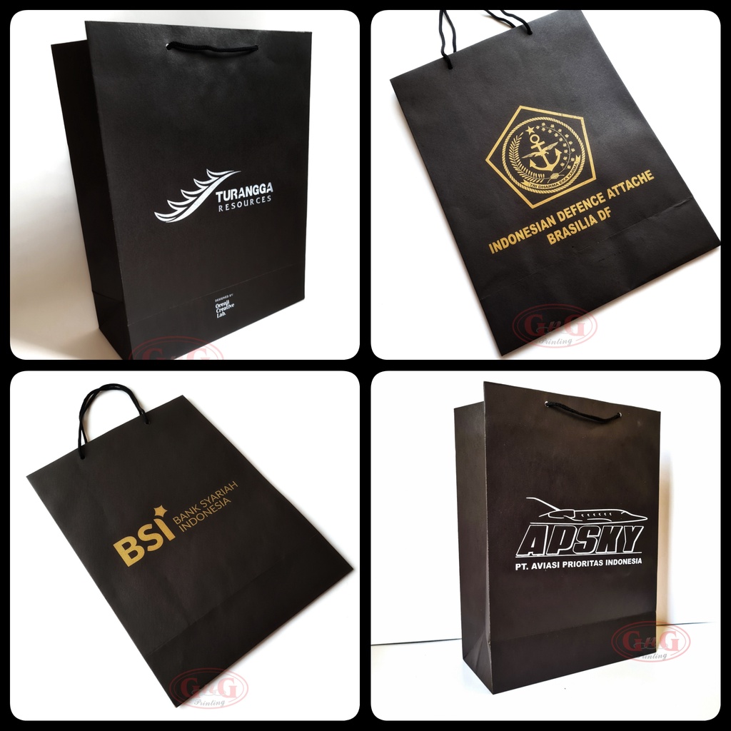 Jual Paper Bag Hitam Kraft Custom Print / Paper Bag Sablon / Shopping ...