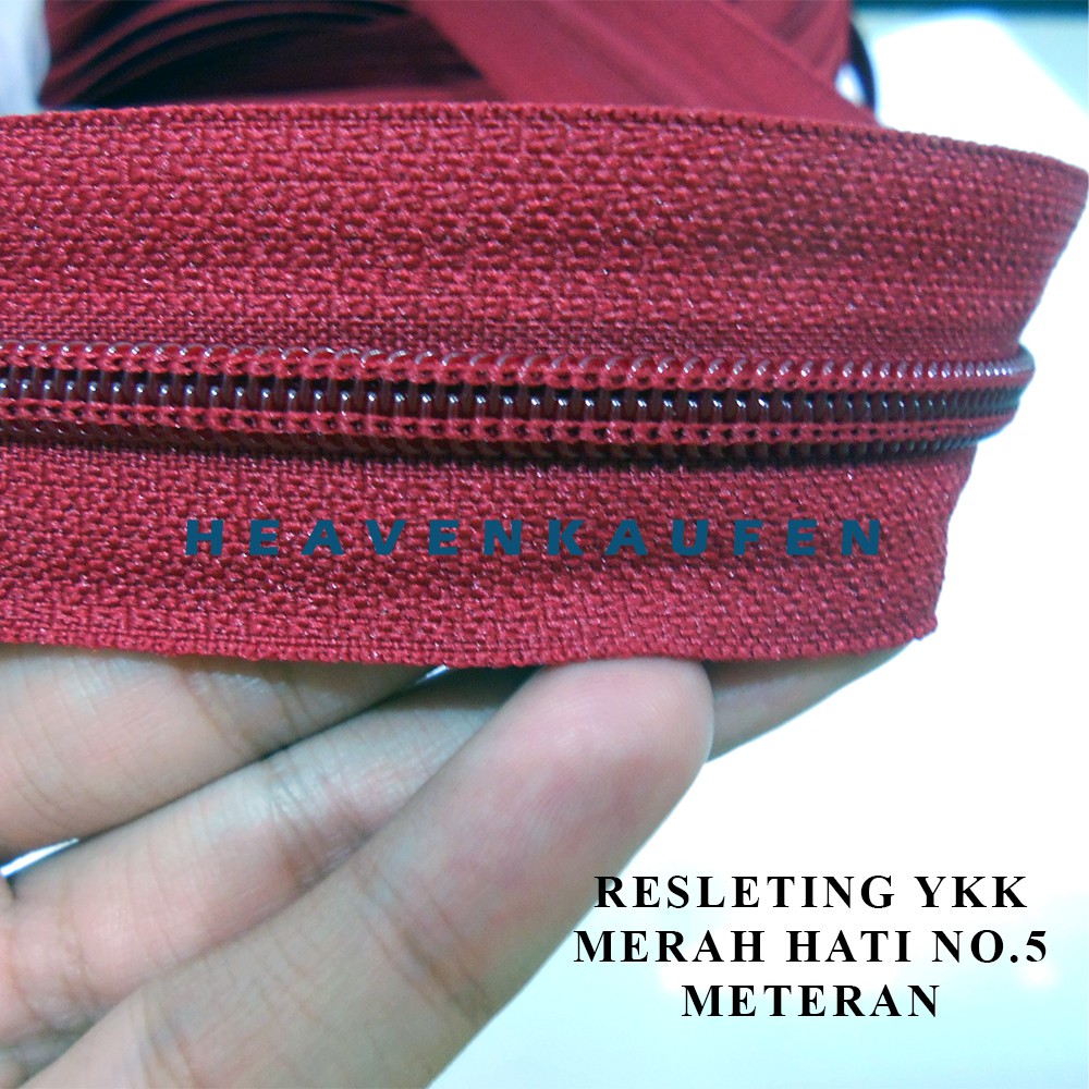 Jual Resleting/Zipper YKK Merah Hati/Merah Marun Meteran No. 5 | Shopee ...