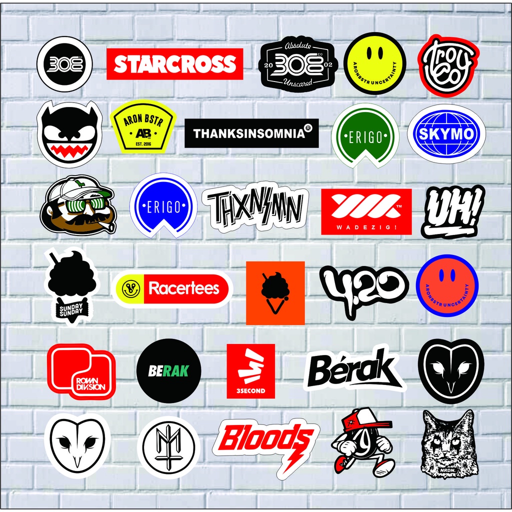Jual Paket stiker brand distro 30 picis sticker Aesthetic Logo Clothing ...