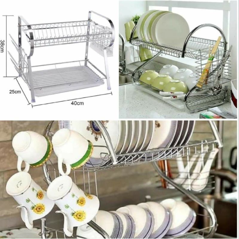 Jual RAK PIRING STAINLESS 2 SUSUN MURAH | Shopee Indonesia