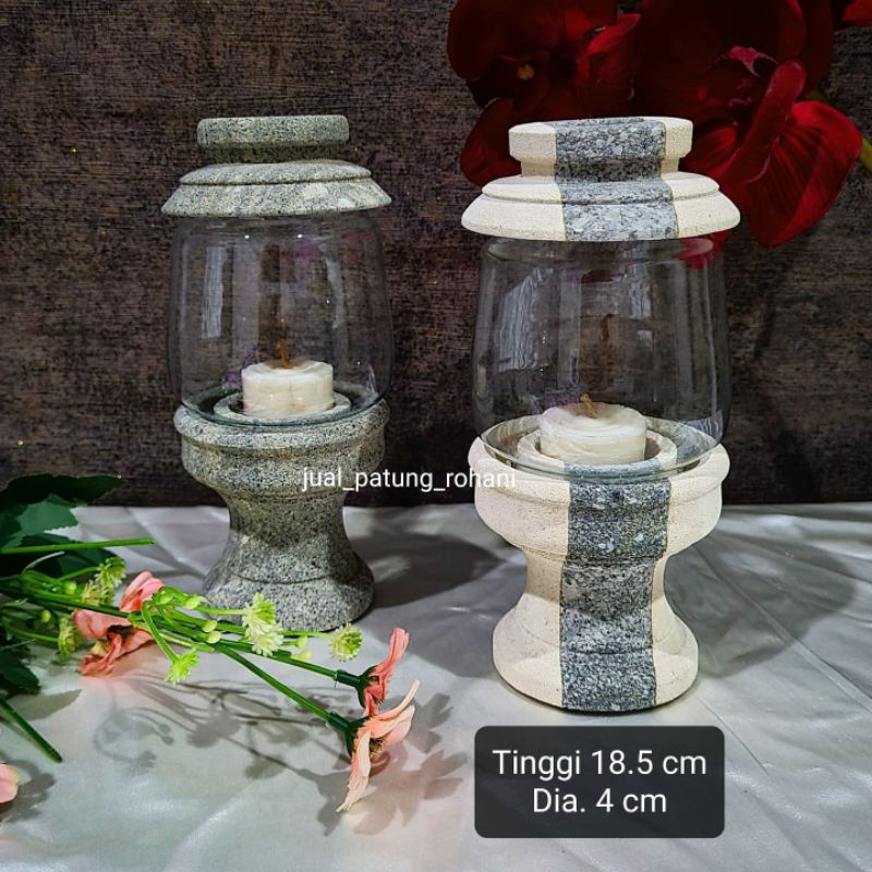 Jual Tempat Lilin Batu dan Kaca 18.5 cm | Shopee Indonesia