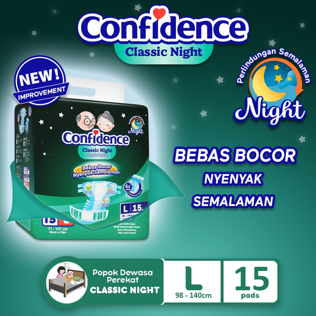 Jual CONFIDENCE ADULT CLASSIC NIGHT L 15 / POPOK DEWASA PAMPERS ORANG ...
