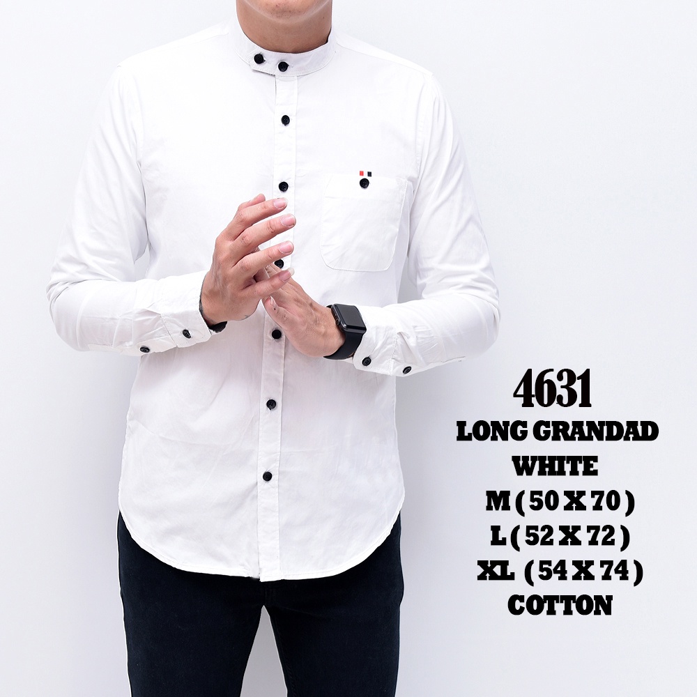 Jual [PLANET] 4631 Hem Pria Lengan Panjang Putih Kerah Shanghai Katun Formal Murah Grosir ...