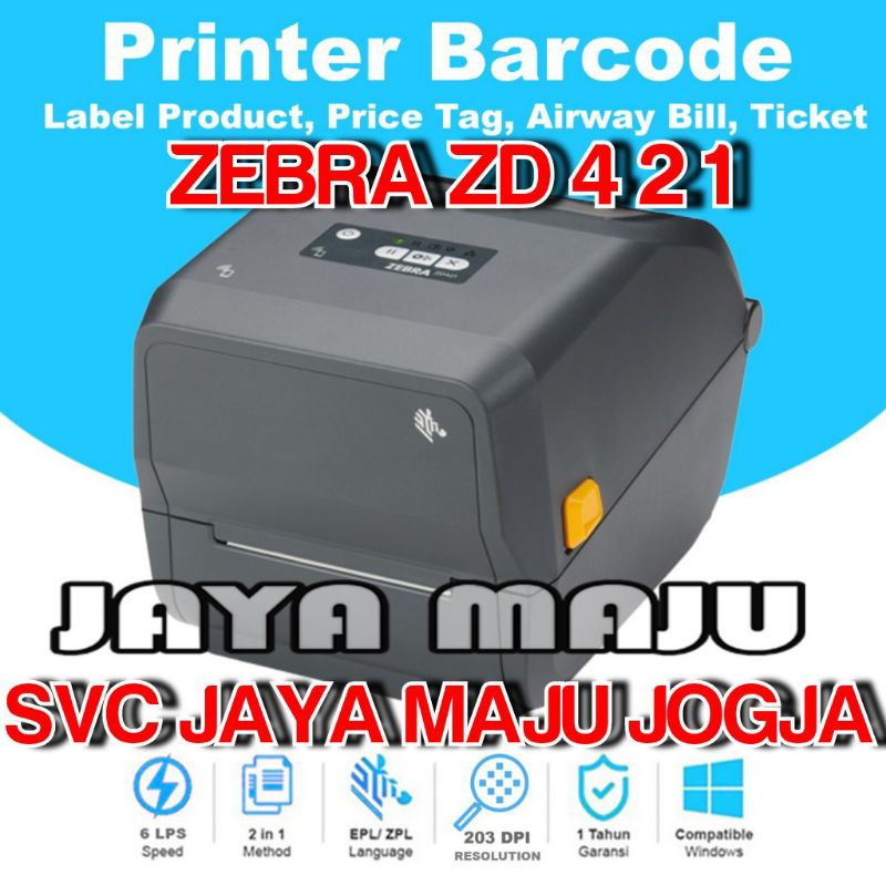 Jual ZEBRA ZD 421 203 DPI - SPEED 152 MM/S - USB 2.0 USB HOST ...