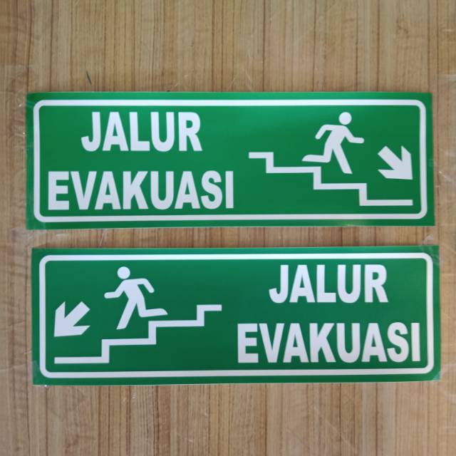 Jual Stiker K3 rambu safety. Jalur evakuasi tangga kanan atau kiri. UK 10x30cm | Shopee Indonesia