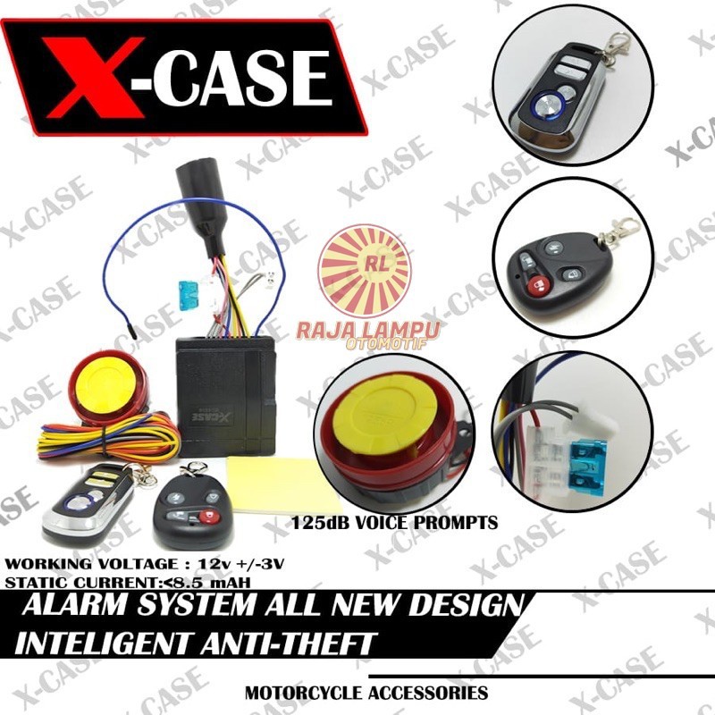 Jual ALARM MOTOR X CASE ANTI MALING 2 REMOT BISA STARTER SENSOR GETAR ...