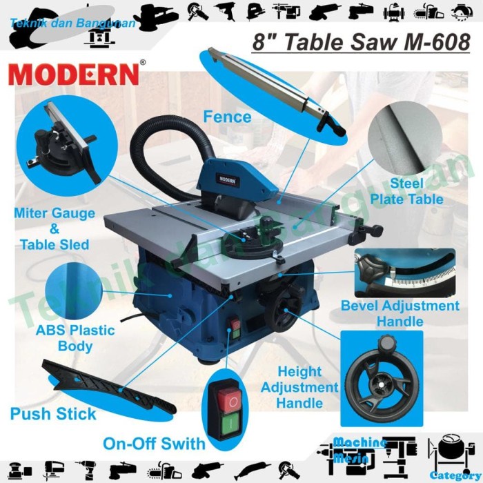 Jual Mesin Table Saw/Gergaji Kayu Modern M-608 (8.0)Type Baru | Shopee ...