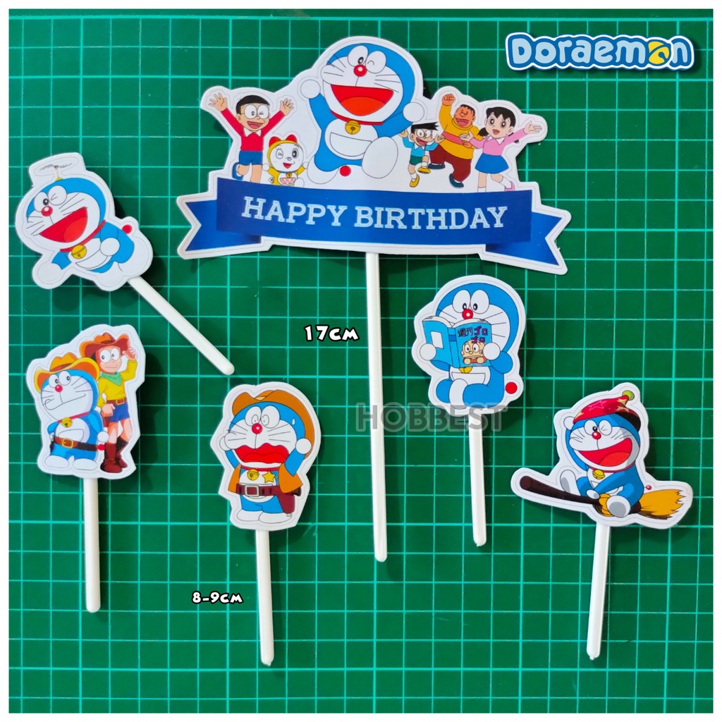 Jual TOPPER CAKE KERTAS DORAEMON Dekorasi Hiasan Kue Ultah Tusukan ...