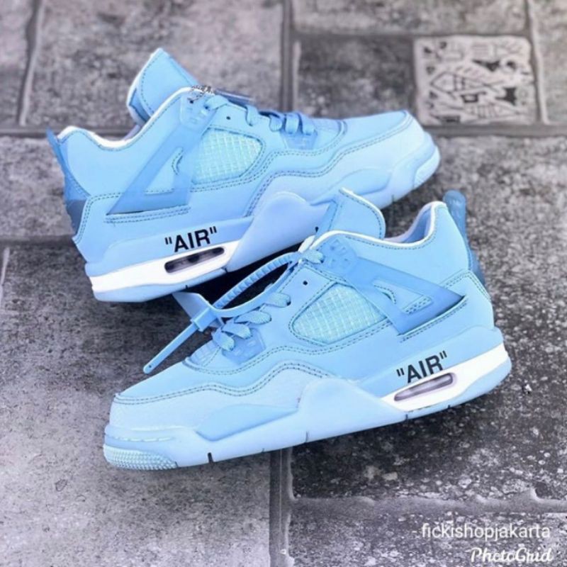 Jual SEPATU OFF WHITE x AIR JORDAN 4 RETRO ICE BLUE | Shopee Indonesia