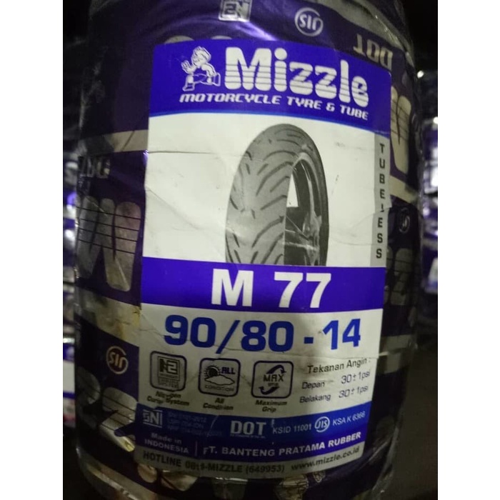 Jual BAN MOTOR MIZZLE 90/80-14 RING 14 M77 TUBELESS MURAH & ORIGINAL ...