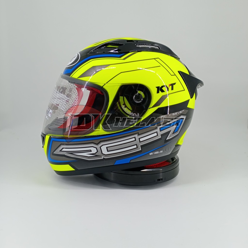 Jual Helm Full Face KYT RC7 Motif Seri 14 Yellow Fluo Blue Kuning Hijau ...