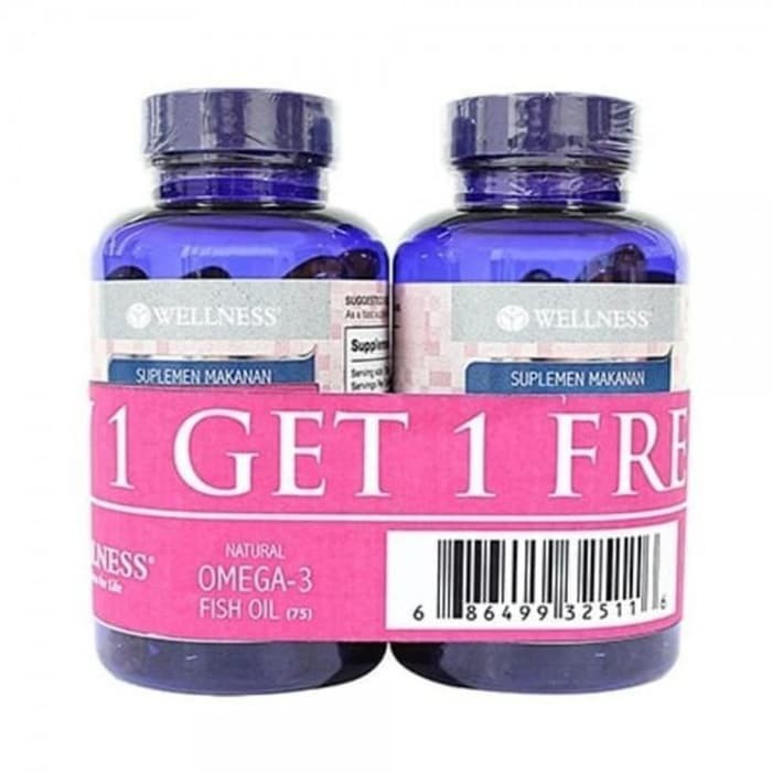 Jual WELLNESS OMEGA 3 1000MG FISH SALMON OIL 75 SOFTGELS BUY 1 GET 1 ...