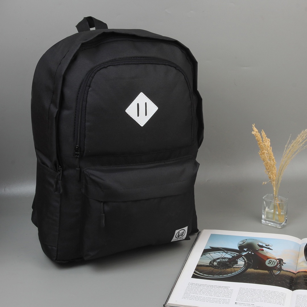 Jual Tas Ransel Sekolah Pria Hitam Polos Keren Terbaru Cocok Untuk Tas Anak Smp Sma Kuliah Bahan ...