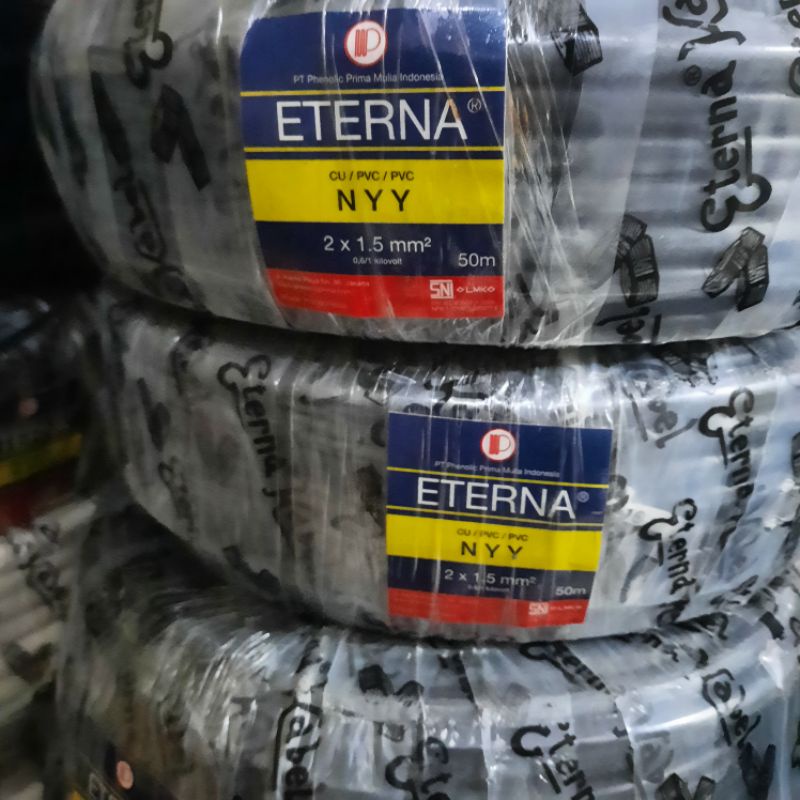 Jual Kabel eterna nyy 2x1,5mm hitam kawat tembaga 50 meter | Shopee Indonesia