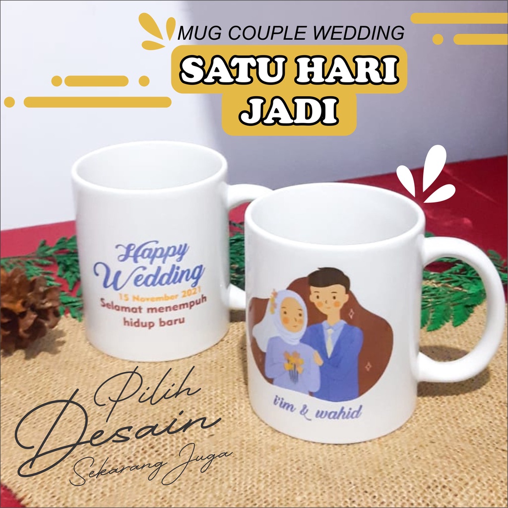 Jual Mug couple / Mug wedding / Mug kado / Mug custom / Mug nikahan ...