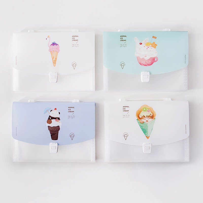 Jual Animal Ice Cream Plastic Folder Briefcase (Map Plastik) | Shopee ...