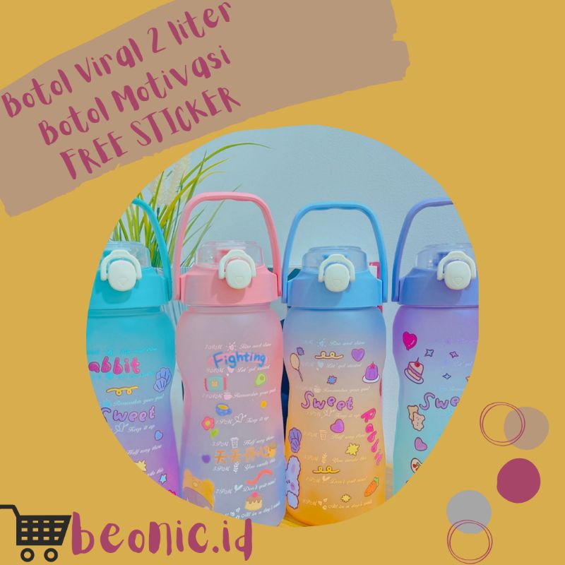 Jual Botol Minum 2 Liter/Botol Minum 2000 ML/Botol Viral/Botol Penanda ...