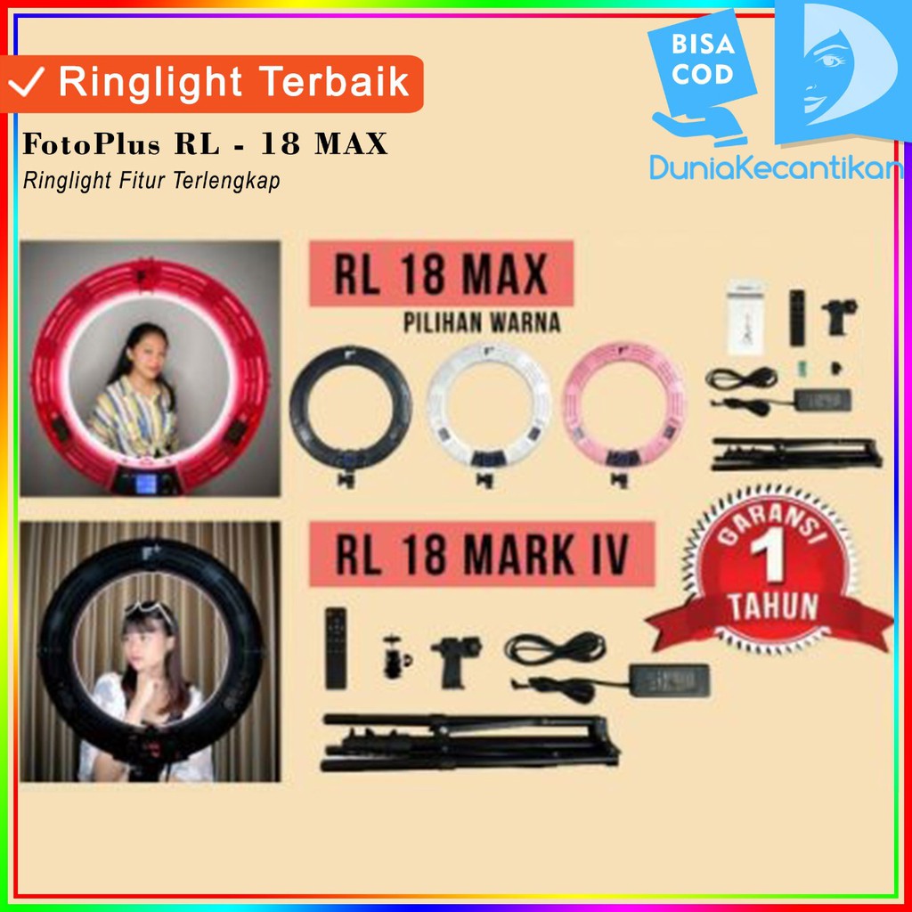 Jual PROMO Ring Light Fotoplus RL18 Max / RL 18 Mark 4 BiColor / Rl 18 Max Flip Ringlight Lipat ...