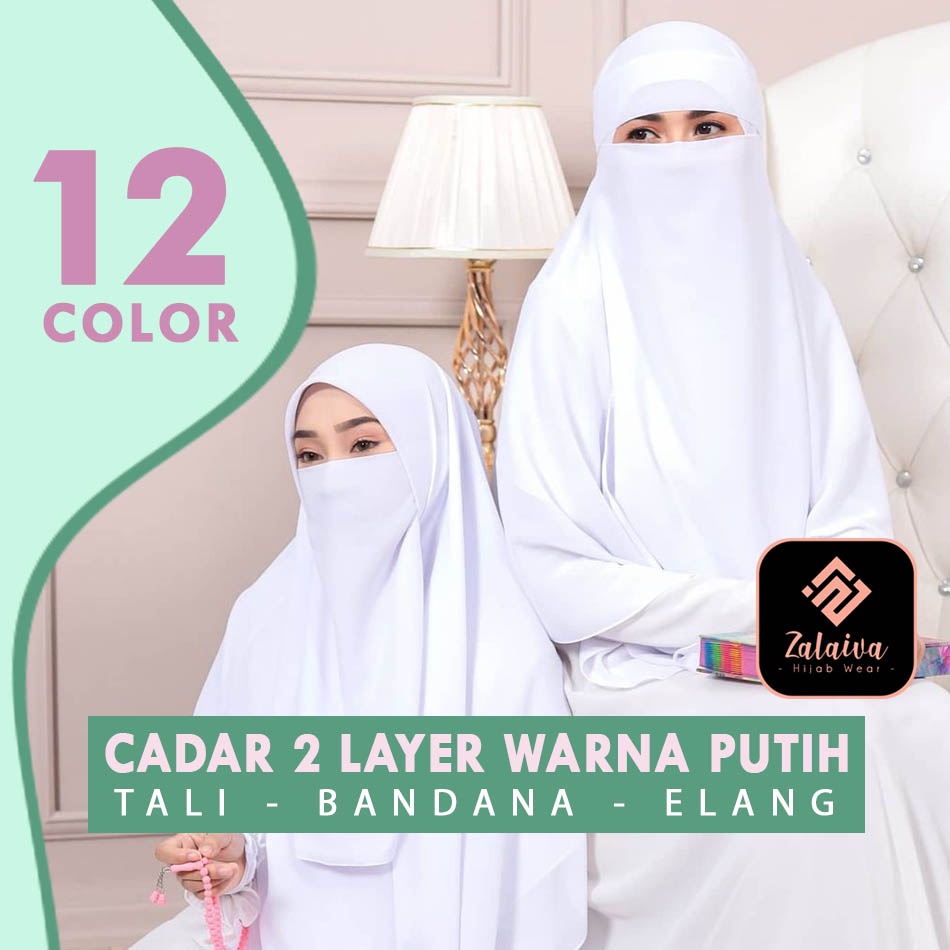 Jual Cadar 2 Layer Warna Putih - Cadar Tali Cadar Bandana Cadar Mata Elang - Tanpa Jahitan Bawah ...