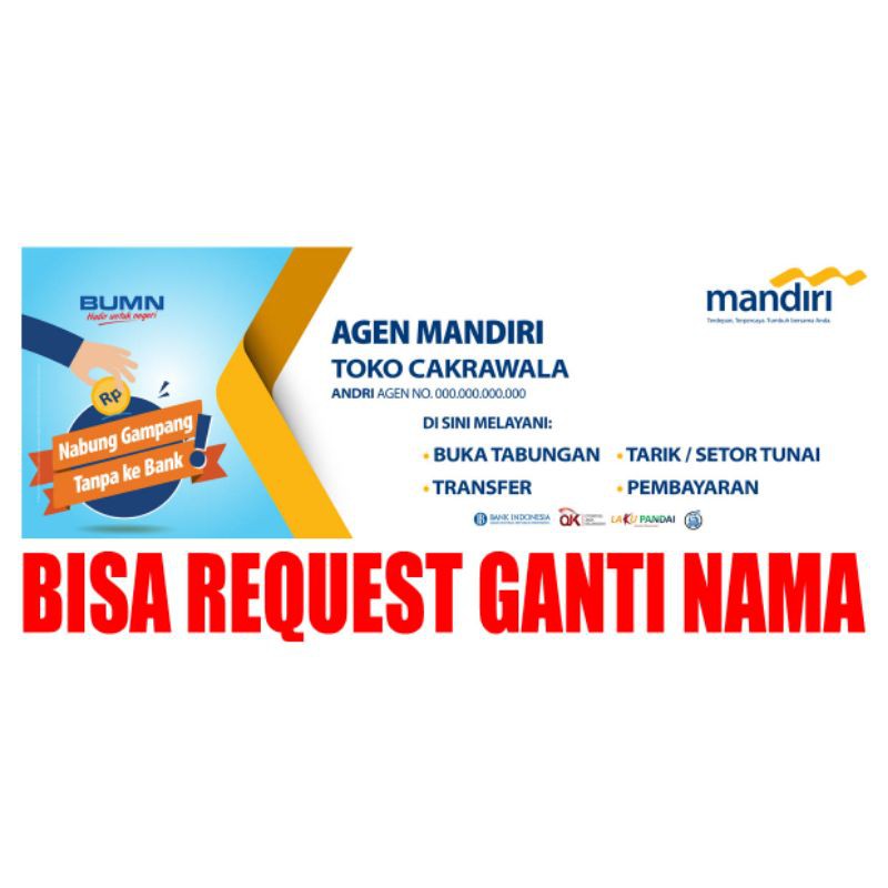 Jual Spanduk banner agen mandiri termurah UKURAN 200 X 100 | Shopee ...