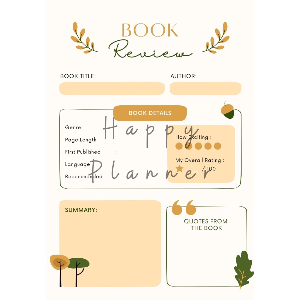 Jual 08 _ PDF Printable Refill Isi Binder - Book Review | Reading ...