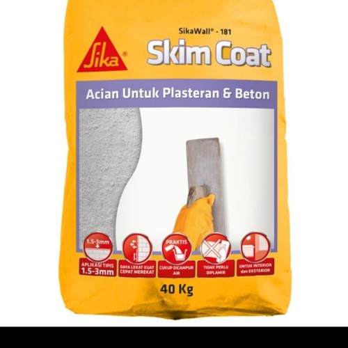 Jual SEMEN ACIAN UTK PLESTERAN/BETON SIKAWALL 181 SKIMCOAT (40 KG ...