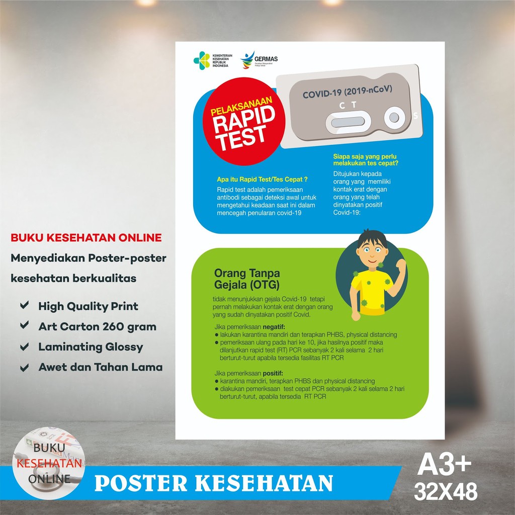 Jual Poster Kesehatan - PELAKSANAAN RAPID TEST - LAMINATING GLOSSY ...
