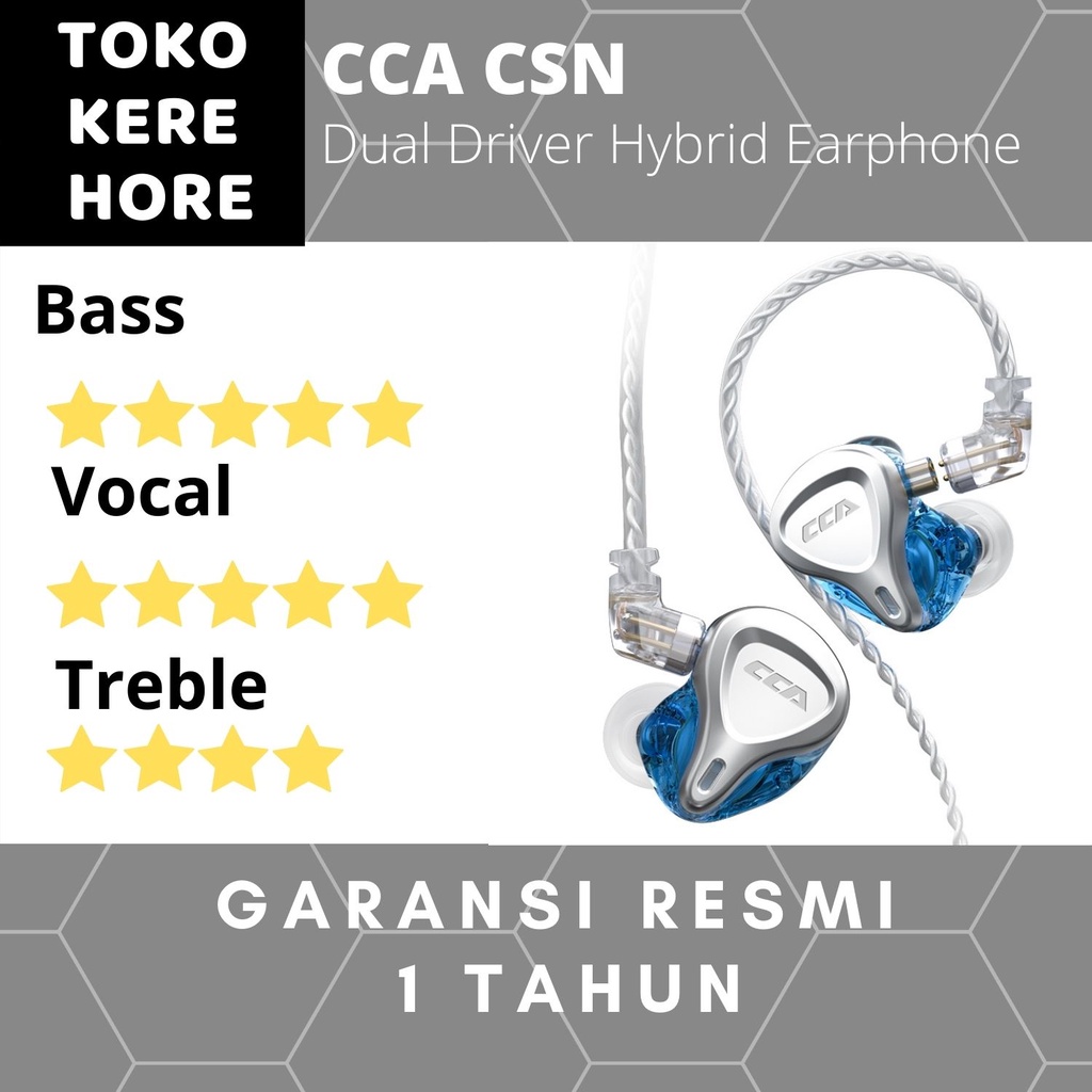 Jual CCA CSN Hybrid Dual Driver Basshead Earphone with MIC | Shopee ...