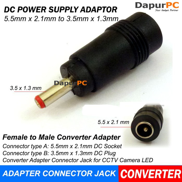 Jual JACK PLUG COLOKAN CONVERTER SAMBUNGAN CCTV 5.5mm x 2.1mm TO 3.5mm ...