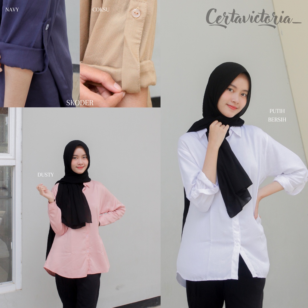 Jual Kemeja wanita Rayon Twill lengan skoder/lengan panjang/rayon Twill ...