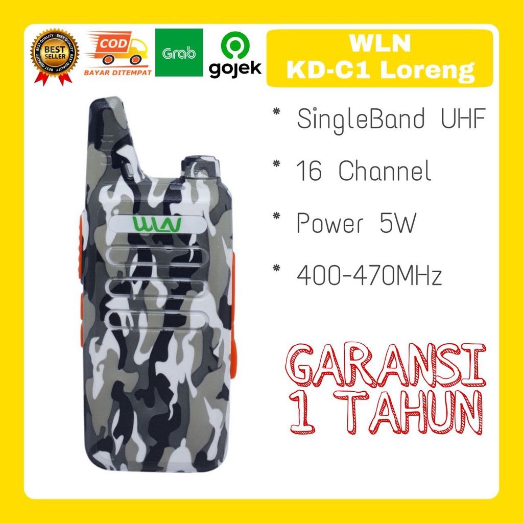 Jual HT WLN KD-C1 Loreng Putih Desert KD C1 UHF Two Way Radio Handy Talky Single Band Walkie ...