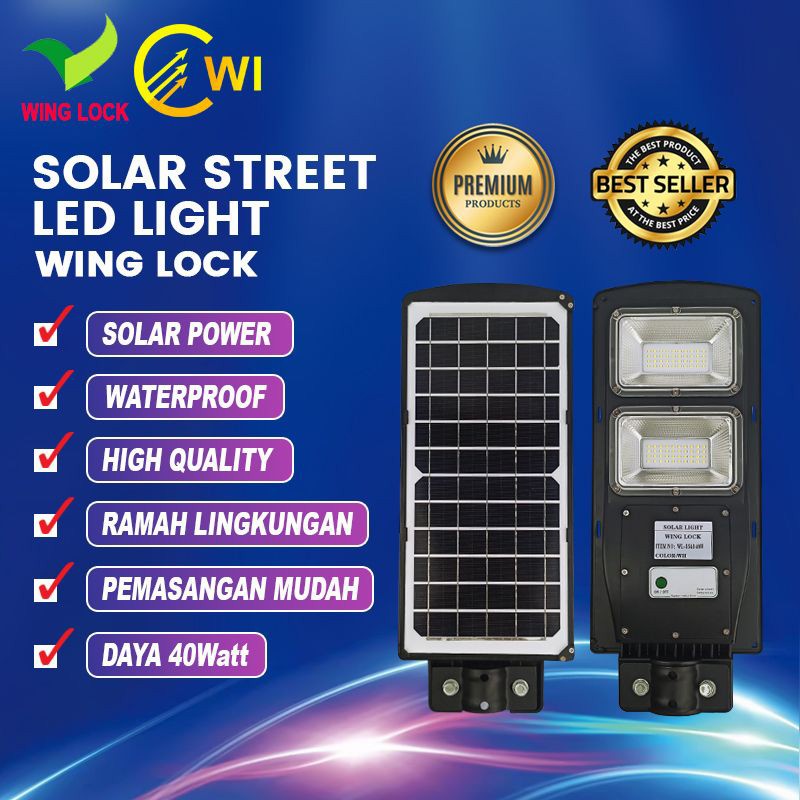 Jual Lampu PJU SOLAR WINGLOCK LED PJU Street Light 40W SOLAR - WL5540 ...