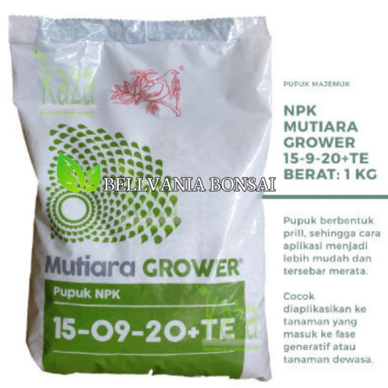 Jual Pupuk NPK Mutiara Grower 15 09 20 Plus TE Kemasan Pabrik 1 KG | Shopee Indonesia